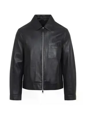 YVES SALOMON Zip-fastening Chest-pocket Leather Jacket - Black