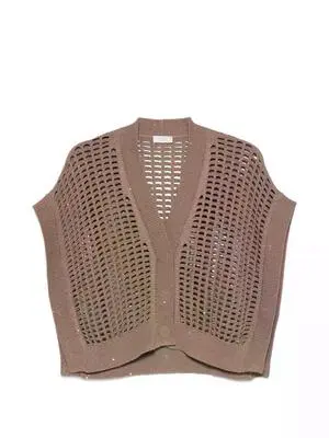 Peserico V-neck Open-knit Cardigan - Brown