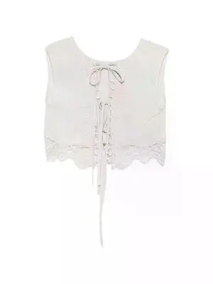 MAURIZIO BRASCHI Lace Trim Tie Top