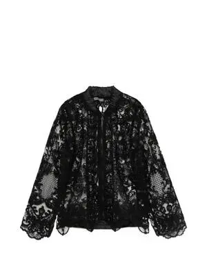 MAURIZIO BRASCHI Lace Zip-up Jacket - Black
