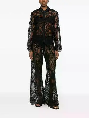 MAURIZIO BRASCHI Lace Zip-up Jacket - Black