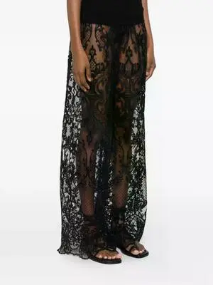 MAURIZIO BRASCHI Lace Wide Leg Trousers - Black