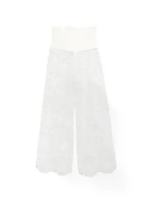 MAURIZIO BRASCHI Lace Wide-leg Trousers - White