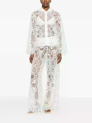 MAURIZIO BRASCHI Lace Wide-leg Trousers - White