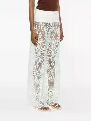 MAURIZIO BRASCHI Lace Wide-leg Trousers - White