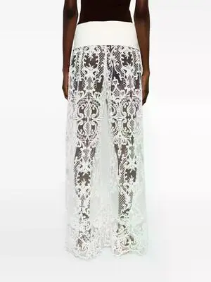 MAURIZIO BRASCHI Lace Wide-leg Trousers - White
