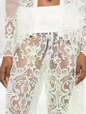MAURIZIO BRASCHI Lace Wide-leg Trousers - White