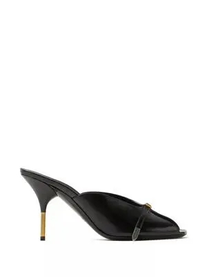 Versace Buckle Leather Mules - Black