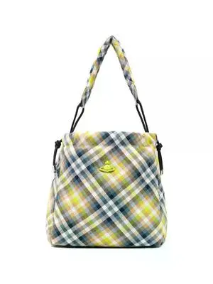 VIVIENNE WESTWOOD Woven Tartan Bucket Bag - Blue