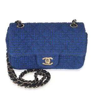 CHANEL Electric Blue Tweed Mini Rectangular Flap Bag