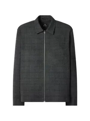 Paul Smith Textured-cotton Check Zip Overshirt - Grey