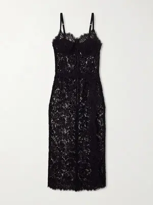 Dolce & Gabbana Lace Midi Dress - Black
