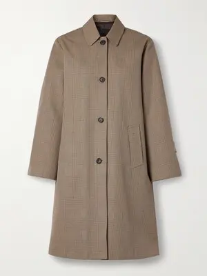NILI LOTAN Watson Prince Of Wales Checked Cotton Trench Coat - Neutrals