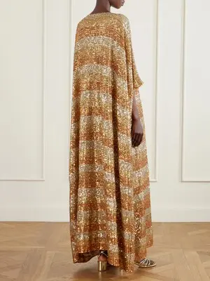 DIMA AYAD Striped Sequined Crepe Kaftan