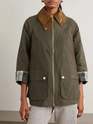 Barbour Icons Bedale Corduroy-trimmed Waxed Cotton-blend Jacket - Green