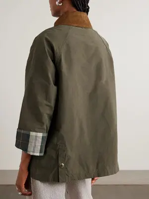 Barbour Icons Bedale Corduroy-trimmed Waxed Cotton-blend Jacket - Green