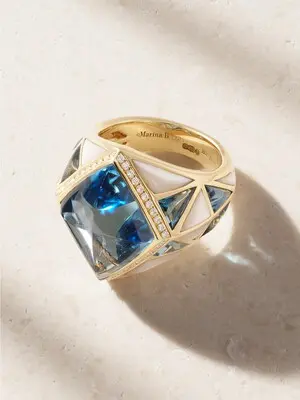 Marina B 18-karat Topaz, Diamond And Mother-of-pearl Ring - Gold