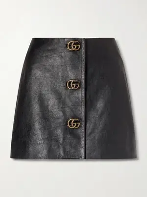 Gucci Embellished Textured-leather Mini Skirt