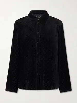 Gucci Devoré-velvet Shirt - Black