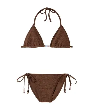 Hunza G Gina Bead-embellished Crinkle Bikini - Brown