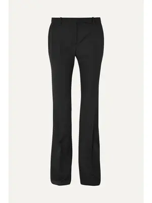Alexander McQueen Grain De Poudre Wool Flared Pants - Black