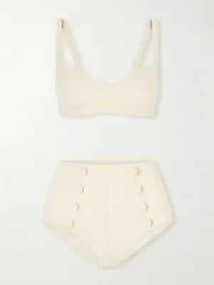 Lisa Marie Fernandez Seersucker Two-piece Bikini Set - Neutrals