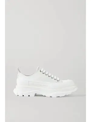 Alexander McQueen Leather Exaggerated-sole Sneakers - White