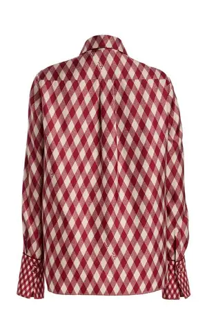 Oscar De La Renta Argyle Print Silk Twill Blouse