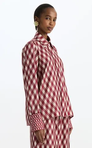 Oscar De La Renta Argyle Print Silk Twill Blouse