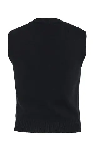 Oscar De La Renta Cropped Wool Tank Top - Black