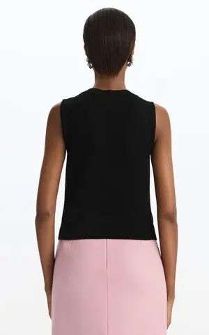 Oscar De La Renta Cropped Wool Tank Top - Black
