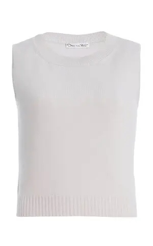 Oscar De La Renta Cropped Wool Tank Top - Grey
