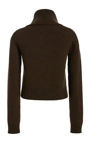 Oscar De La Renta Zip-detailed Wool Sweater - Brown
