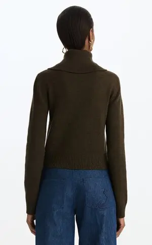 Oscar De La Renta Zip-detailed Wool Sweater - Brown