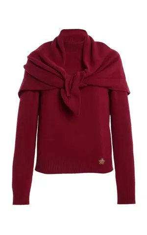 Oscar De La Renta Cashmere Mock Neck Sweater With Detachable Scarf