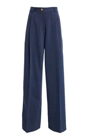OSCAR DE LA RENTA Tailored Wool-Drill Straight-Leg Pants