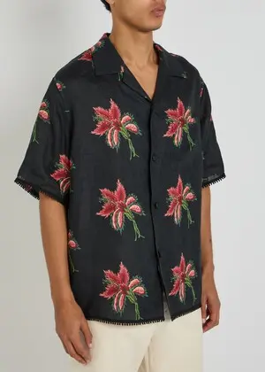 Valentino Garavani Floral-print Linen Shirt