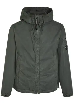 C.P. COMPANY Hooded Brushed Cotton-poplin Jacket - Dark Grey