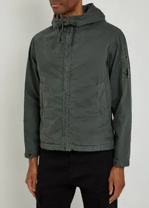 C.P. COMPANY Hooded Brushed Cotton-poplin Jacket - Dark Grey