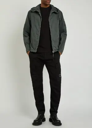 C.P. COMPANY Hooded Brushed Cotton-poplin Jacket - Dark Grey