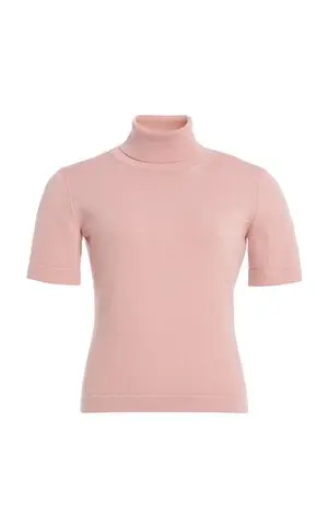 Oscar De La Renta Turtleneck Wool Top - Pink
