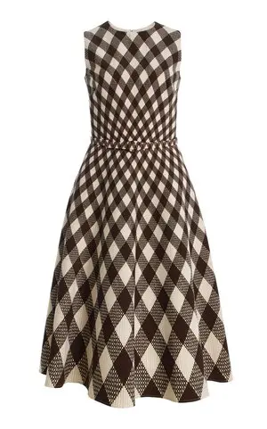Oscar De La Renta Argyle Wool-blend Midi Dress - Plaid