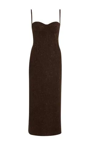 Ralph Lauren Jocey Tweed Midi Dress - Brown