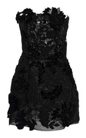 Oscar De La Renta Cutout Velvet Mini Cocktail Dress - Black