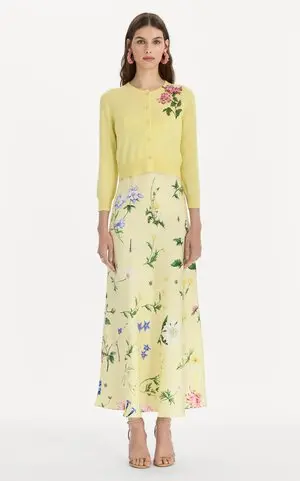Oscar De La Renta Embroidered Wool Cardigan