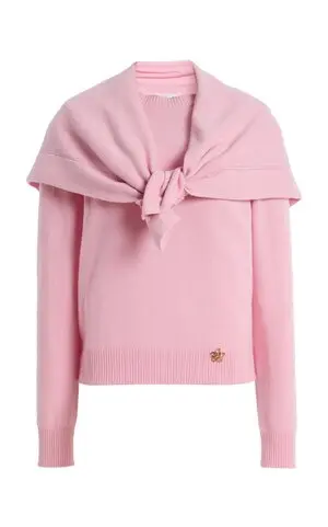 Oscar De La Renta Scarf-detailed Cashmere Sweater - Pink