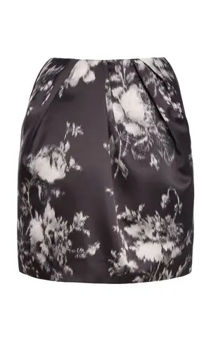 OSCAR DE LA RENTA Peony-Printed Satin Mini Skirt