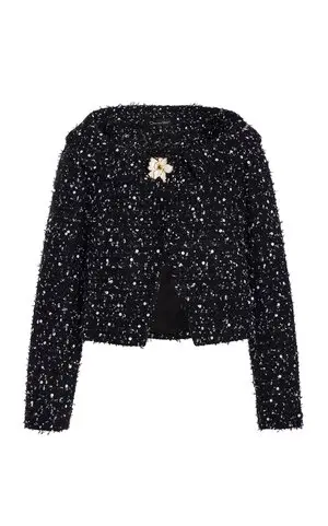 Oscar De La Renta Sequined Ribbon-tweed Jacket - Black/white