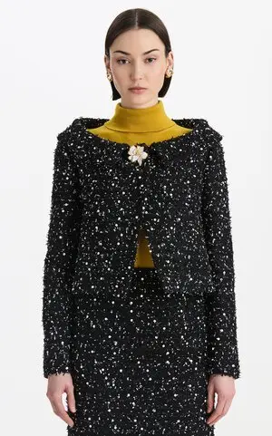 Oscar De La Renta Sequined Ribbon-tweed Jacket