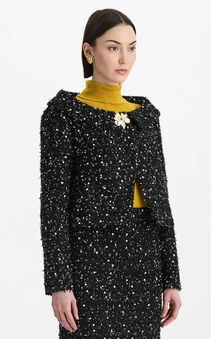 Oscar De La Renta Sequined Ribbon-tweed Jacket